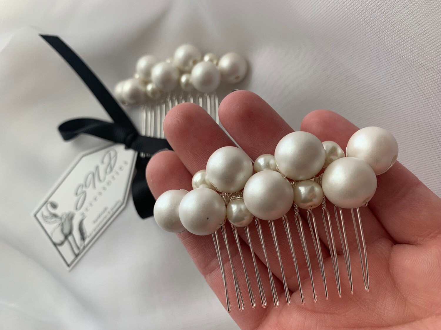 Bridal Pearl Hair Comb, Wedding Pearl Headpiece, Ivory Silver Headpiece ...