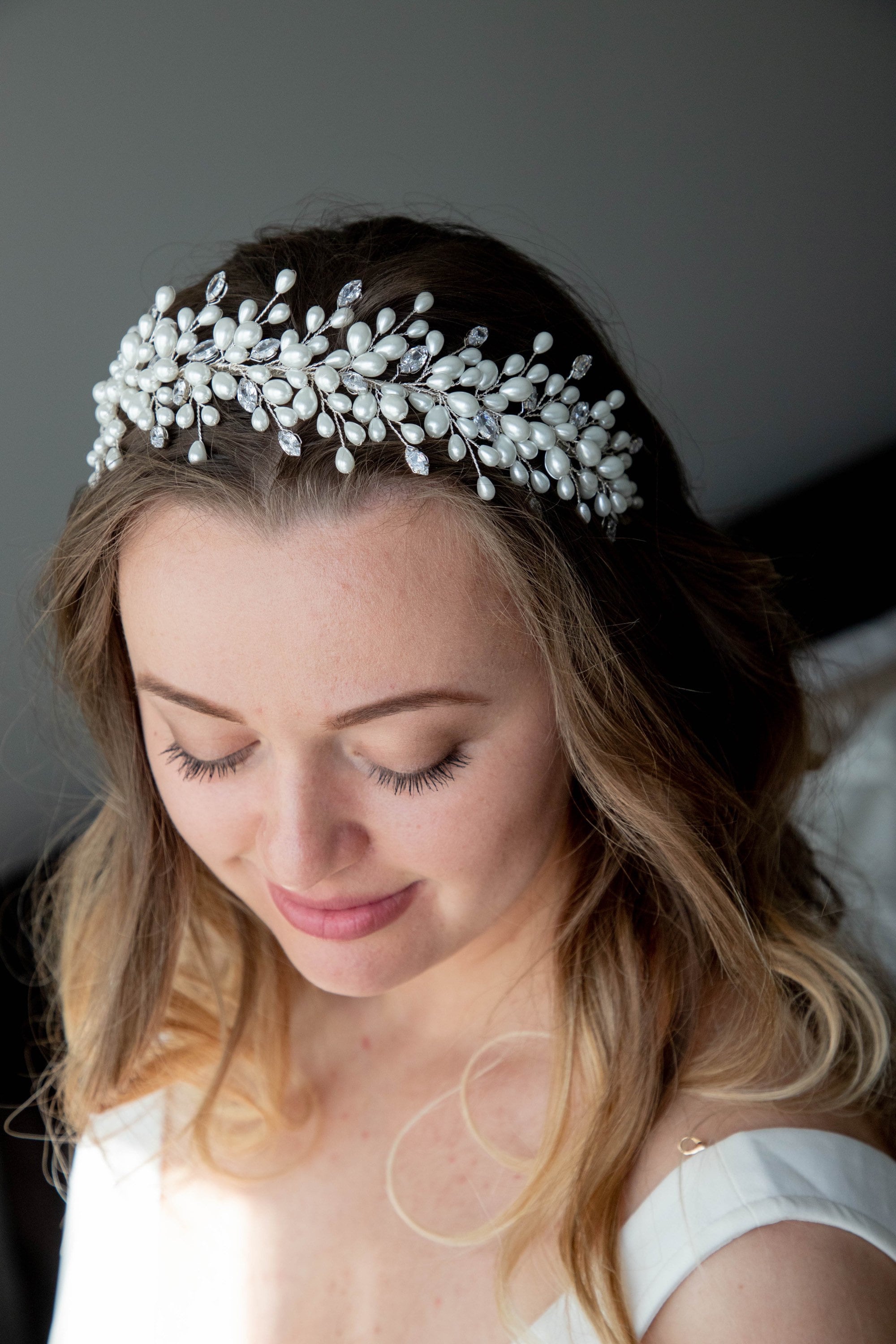 Wedding Pearl Headband White Bridal Headband Wedding Silver - Etsy