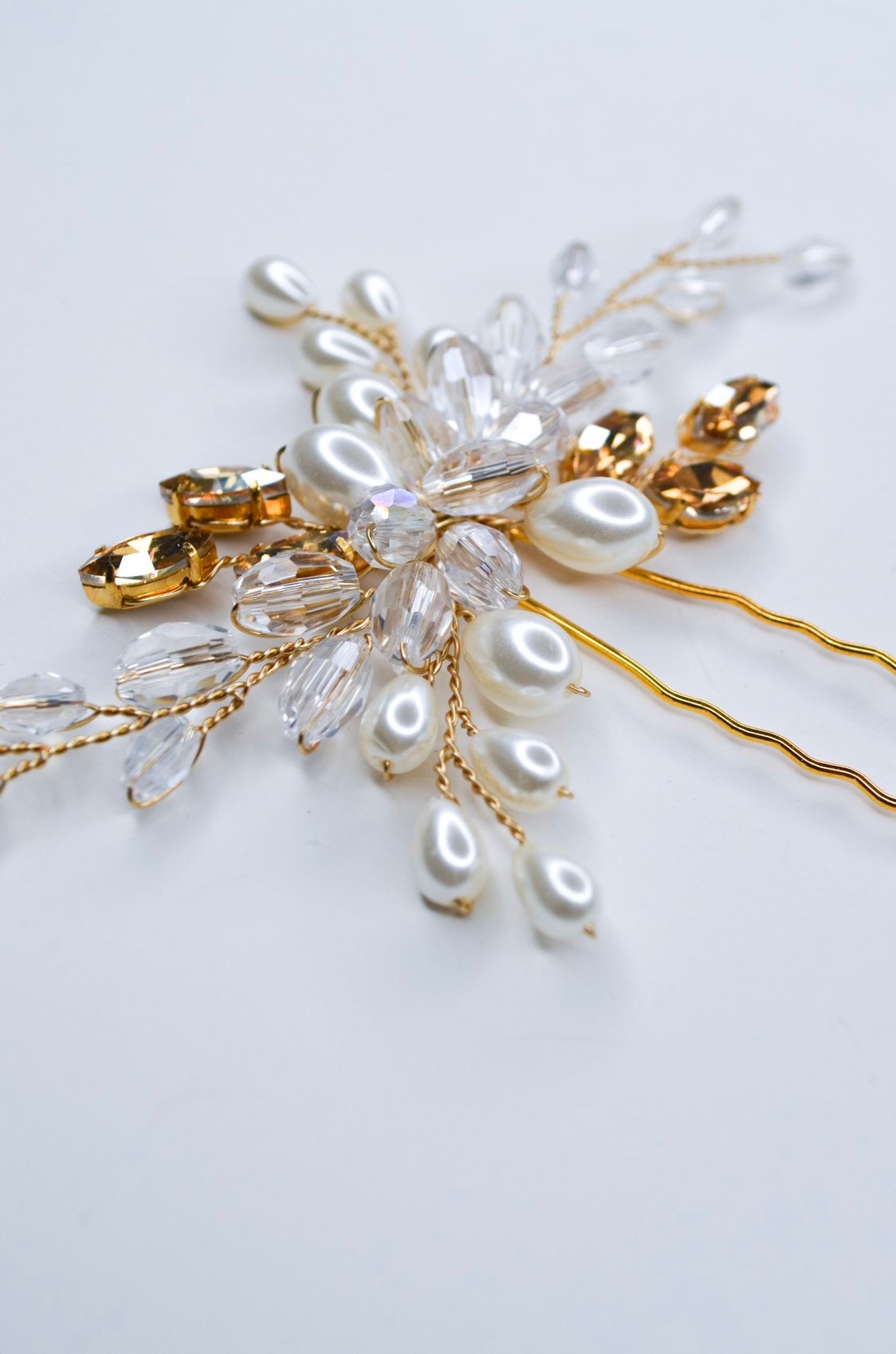 Pearls Crystal Hair Pin Bridal Ivory Hair Pins Wedding Pearl | Etsy