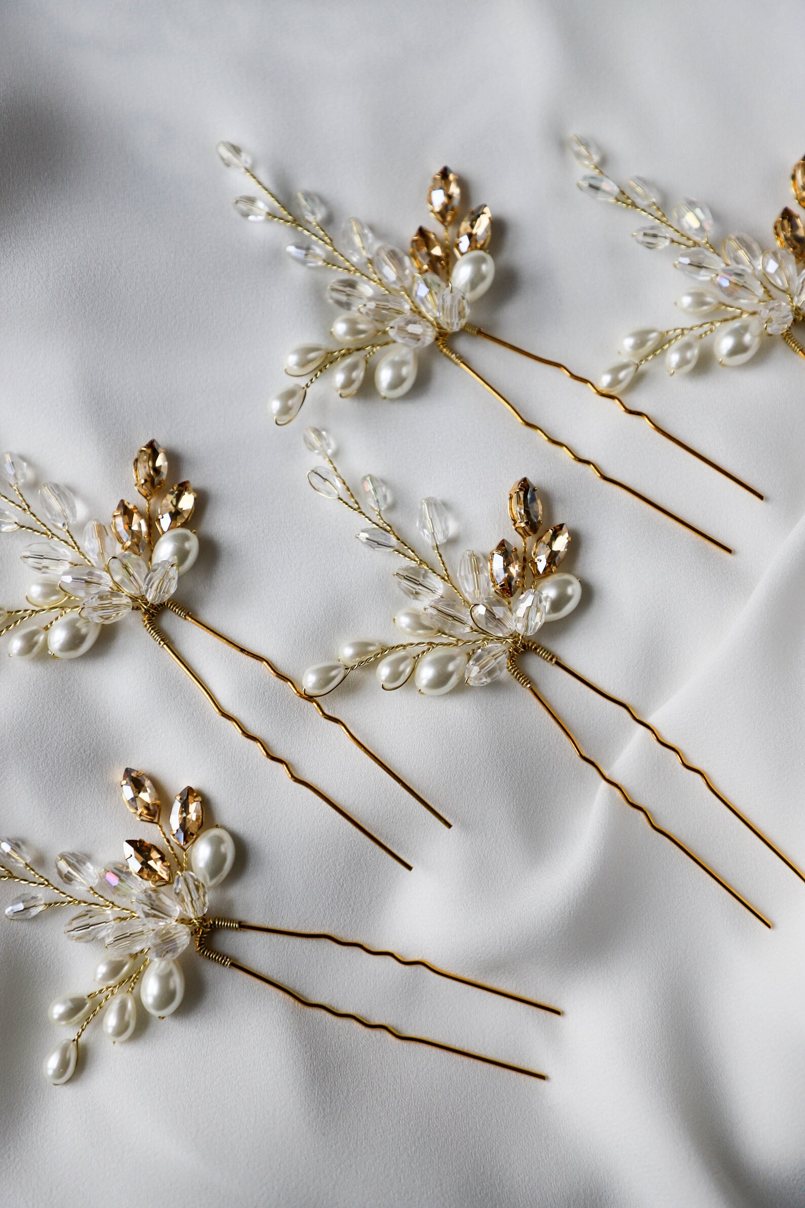 Pearls Hair Pins Set of 5 Bridal Ivory Hair Pins Wedding - Etsy