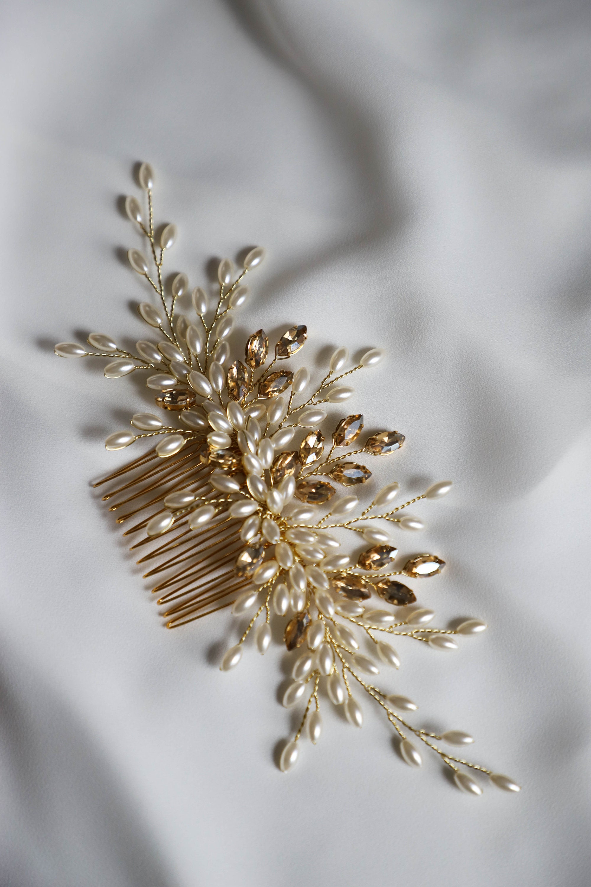 Pearl Hair Comb Wedding Ivory Color Pearl Headpiece Bridal - Etsy