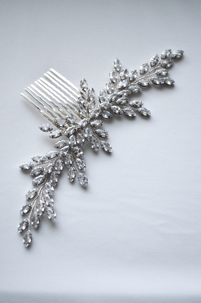 Silver Crystal Bridal Hair Comb, Crystal Zircon Headpiece, Wedding ...