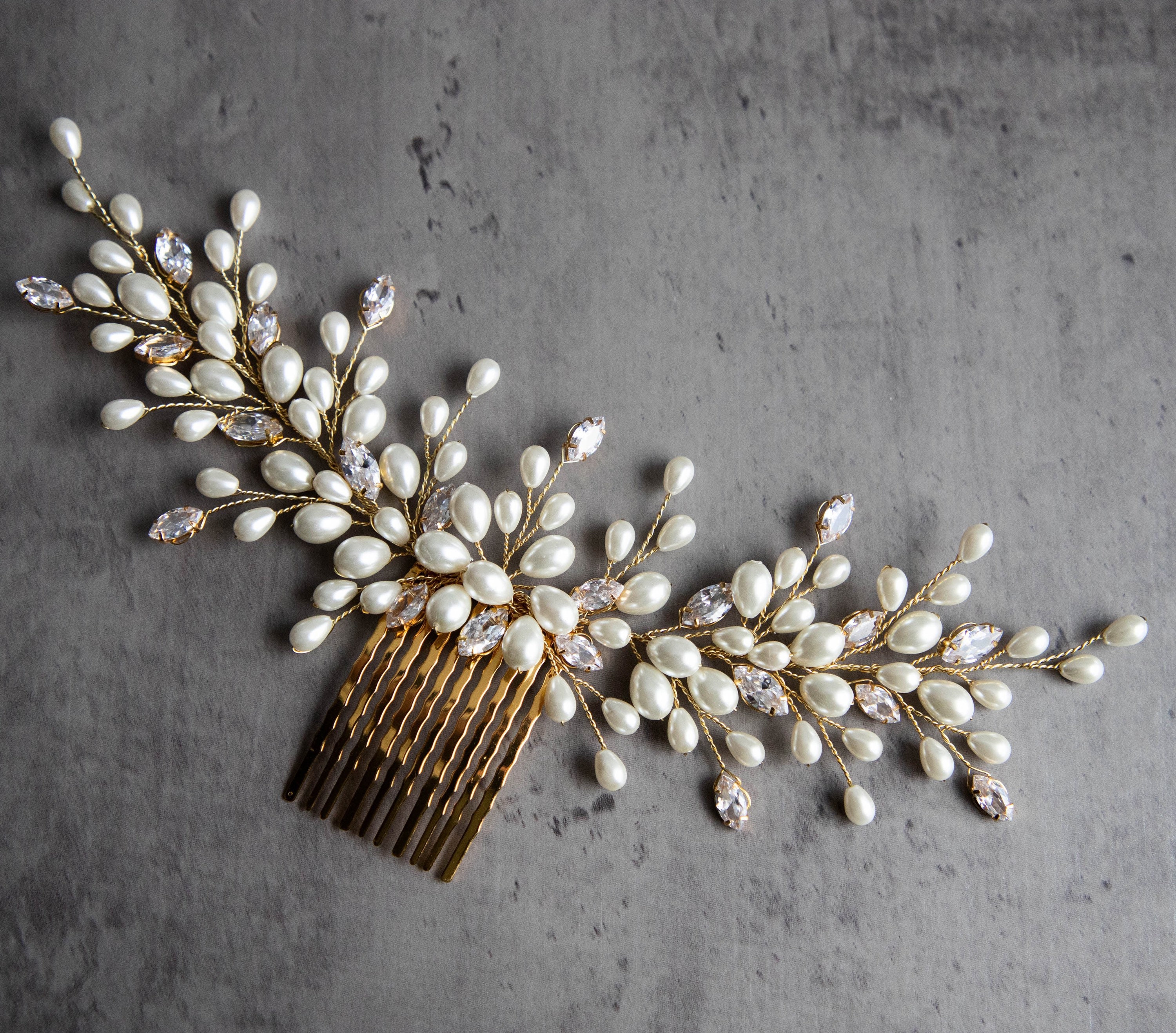 Wedding Pearl bridal hair comb Ivory gold wedding pearl | Etsy