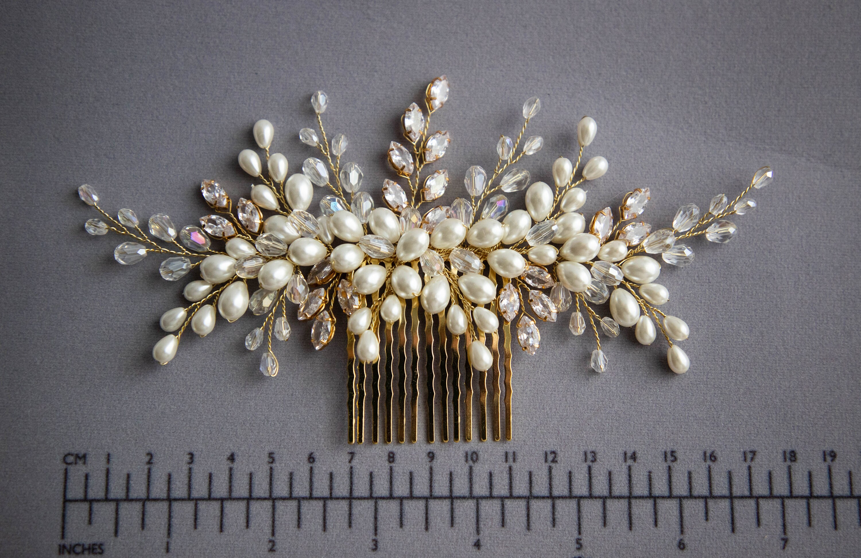 Pearl Bridal Hair Comb Ivory Gold Wedding Pearl Headpiece | Etsy