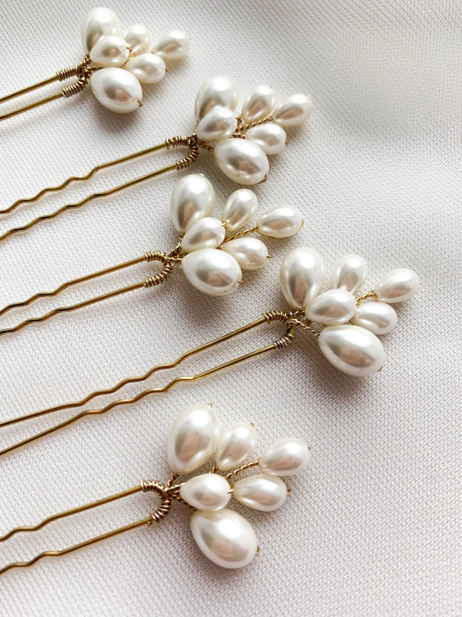 Bridal Ivory Pearl Hair Pins Set of 5 Pearl Wedding Gold | Etsy