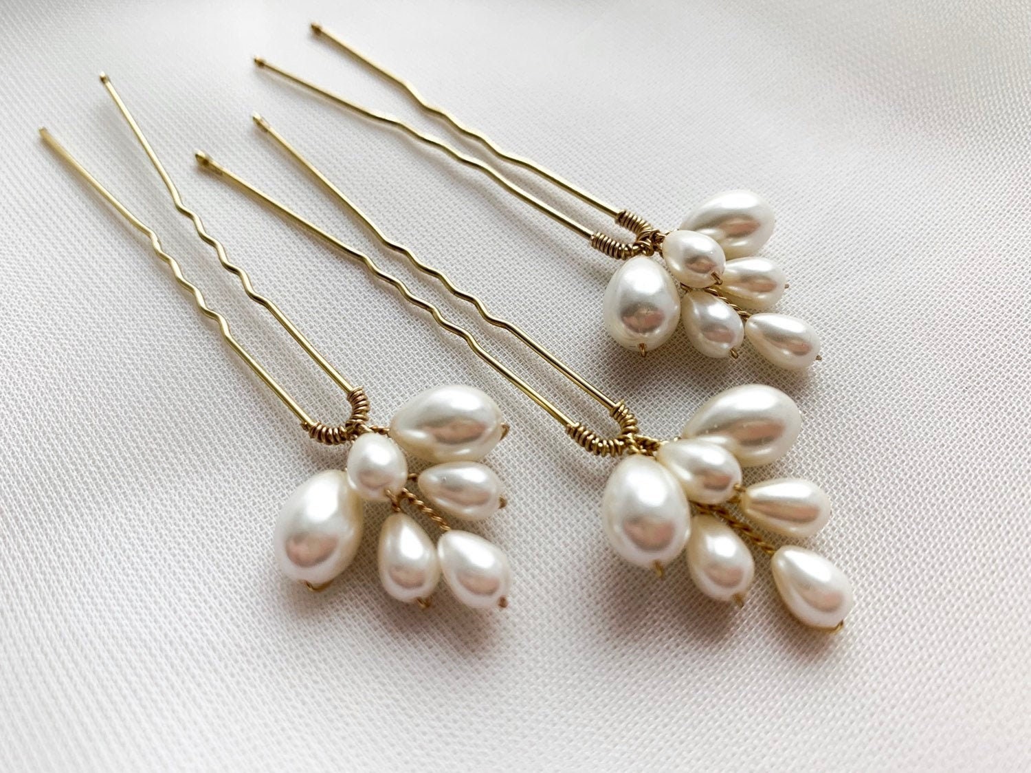 Pearl Hair Pins Set of 3 Bridal Ivory Hair Pins Wedding Gold - Etsy