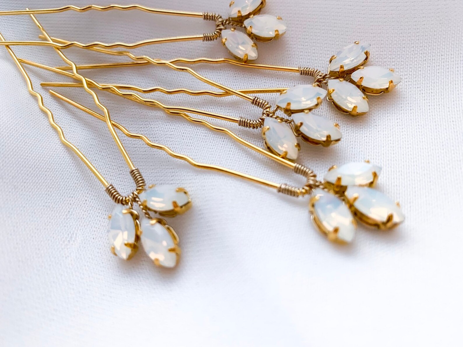 Crystal hair pins set of 5 Opal gold hair pins Wedding | Etsy