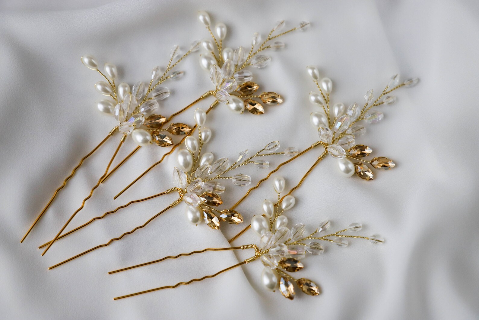 Pearls Hair Pins Set of 5 Bridal Ivory Hair Pins Wedding - Etsy
