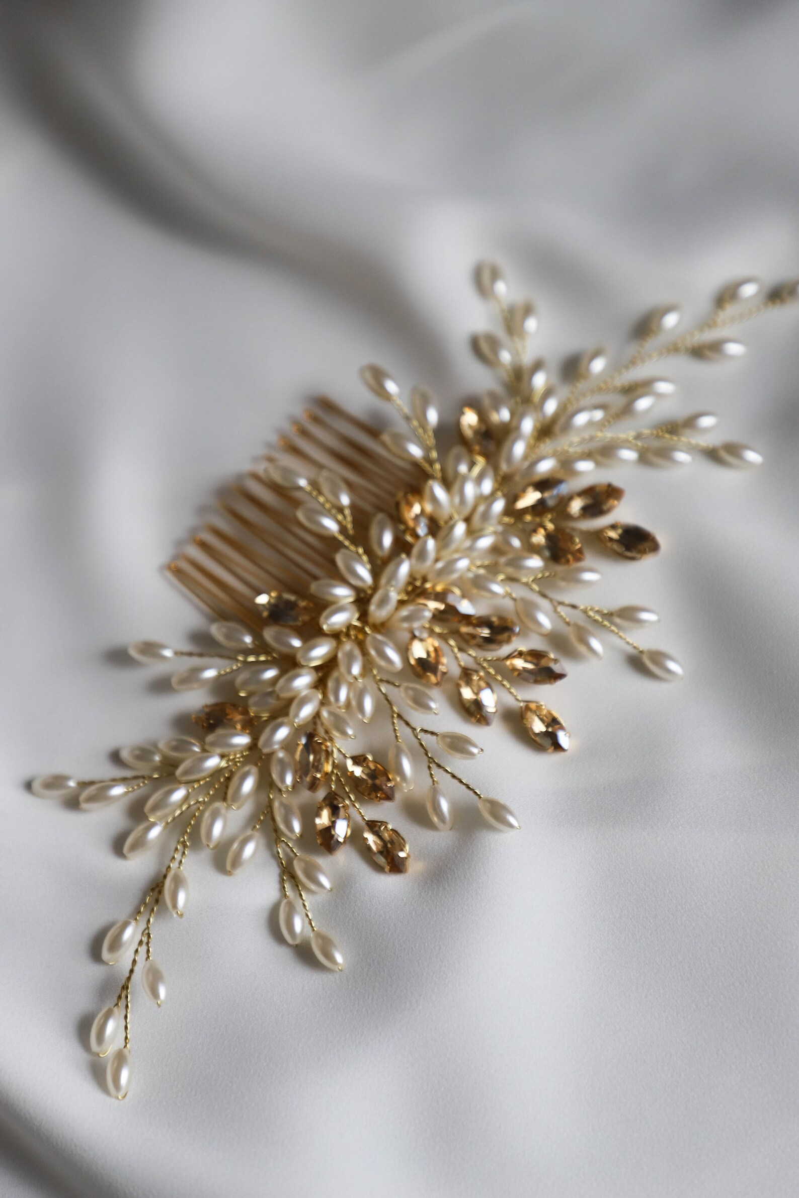 Pearl Hair Comb Wedding Ivory Color Pearl Headpiece Bridal - Etsy