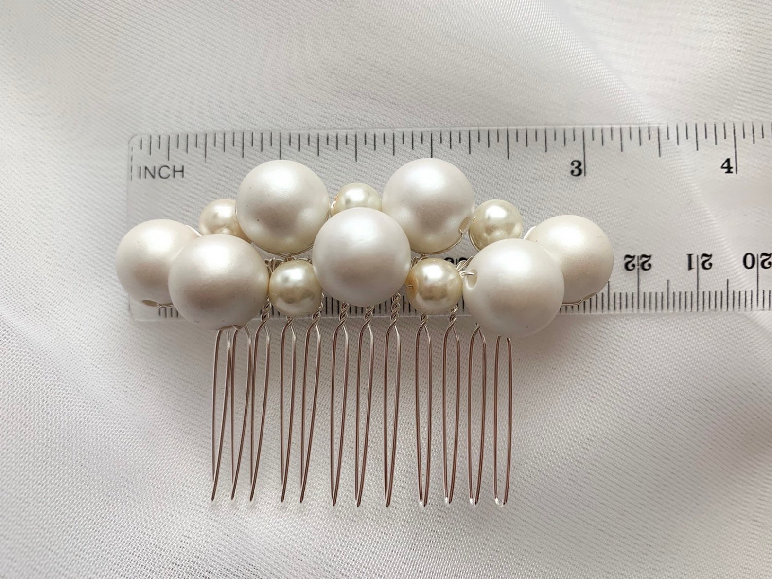 Bridal Pearl Hair Comb, Wedding Pearl Headpiece, Ivory Silver Headpiece ...