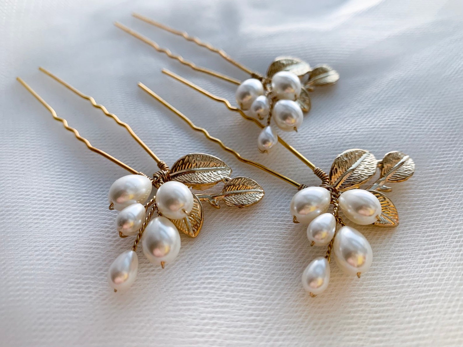 Pearl Hair Pins Set of 3 Bridal Gold Hair Pins Wedding Gold | Etsy