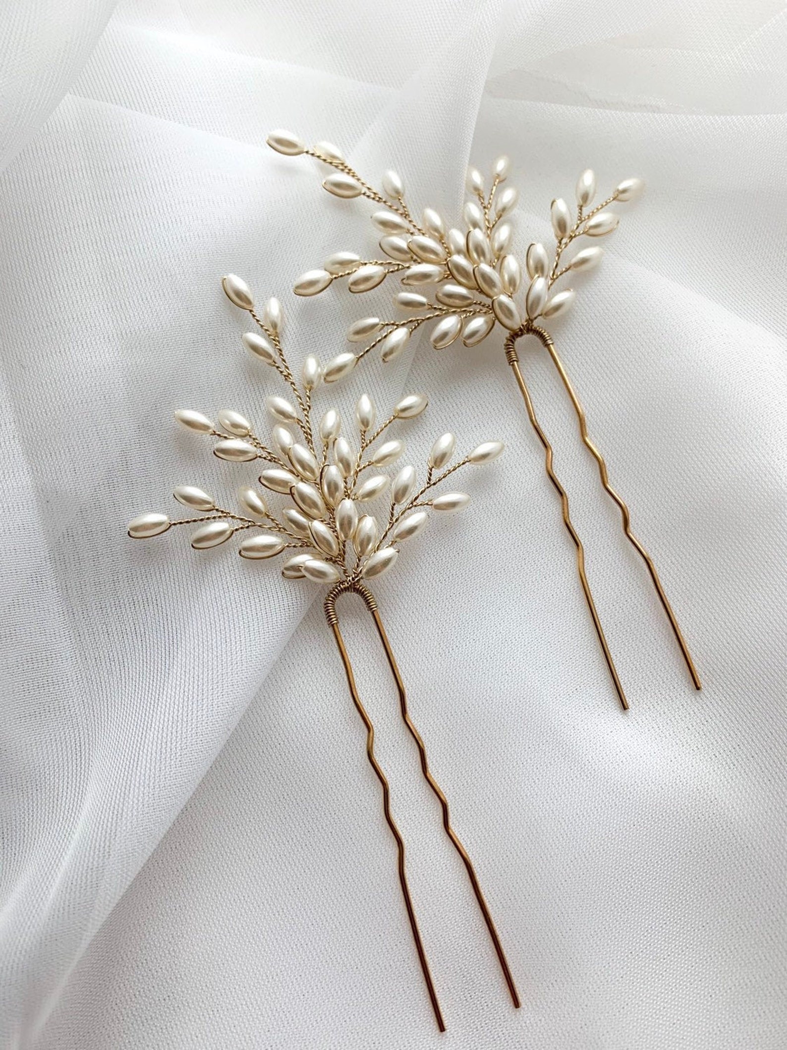 Pearls Hair Pins Bridal Ivory Hair Pins Wedding Headpiece - Etsy
