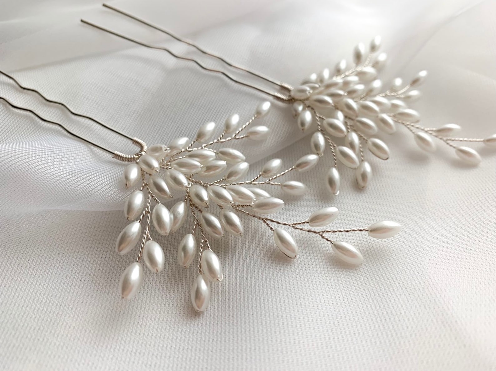 Pearls Hair Pins Bridal White Pearl Hair Pins Wedding | Etsy