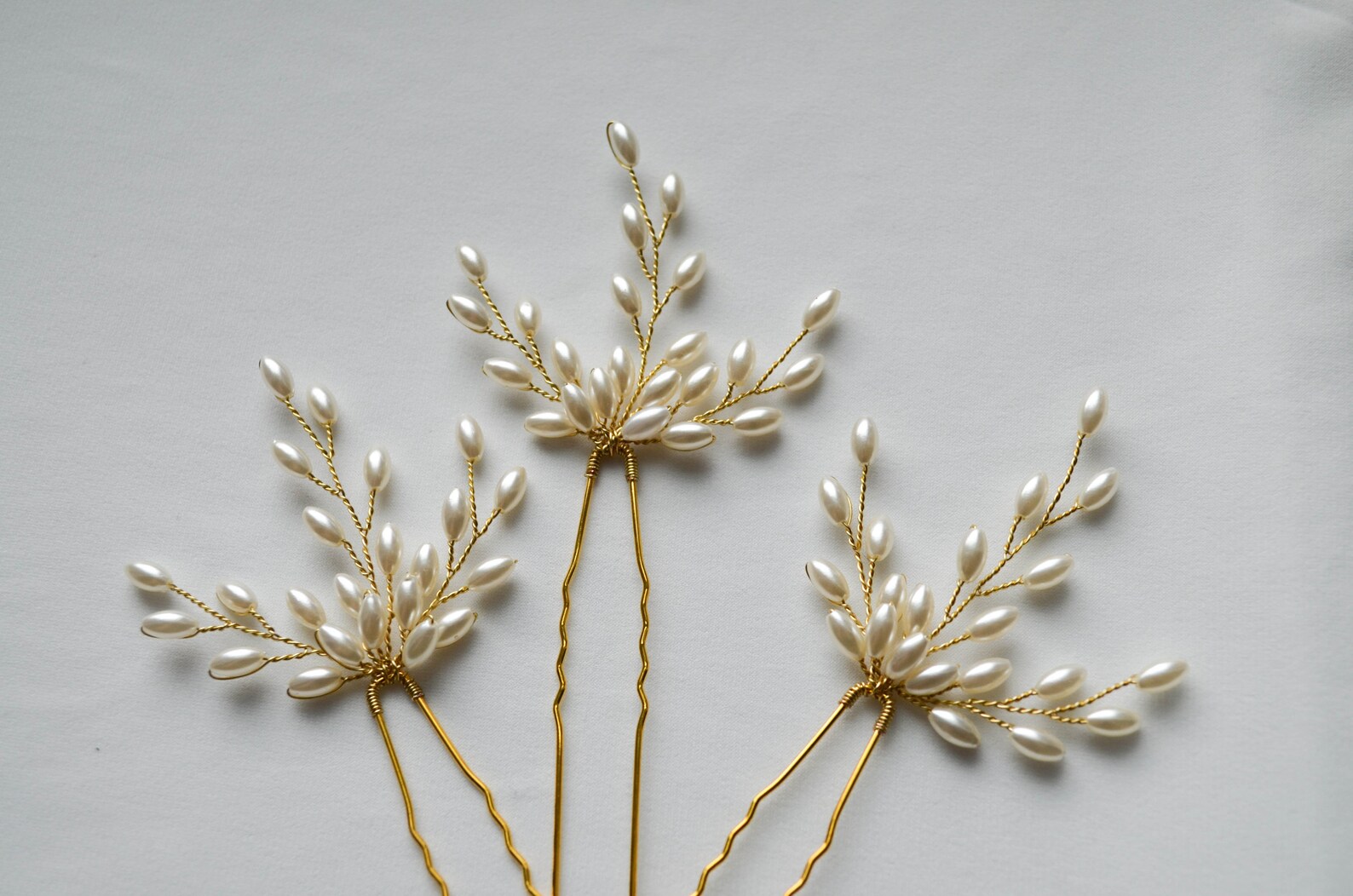 Pearls Hair Pins Set of 3 Bridal Ivory Hair Pins Wedding - Etsy