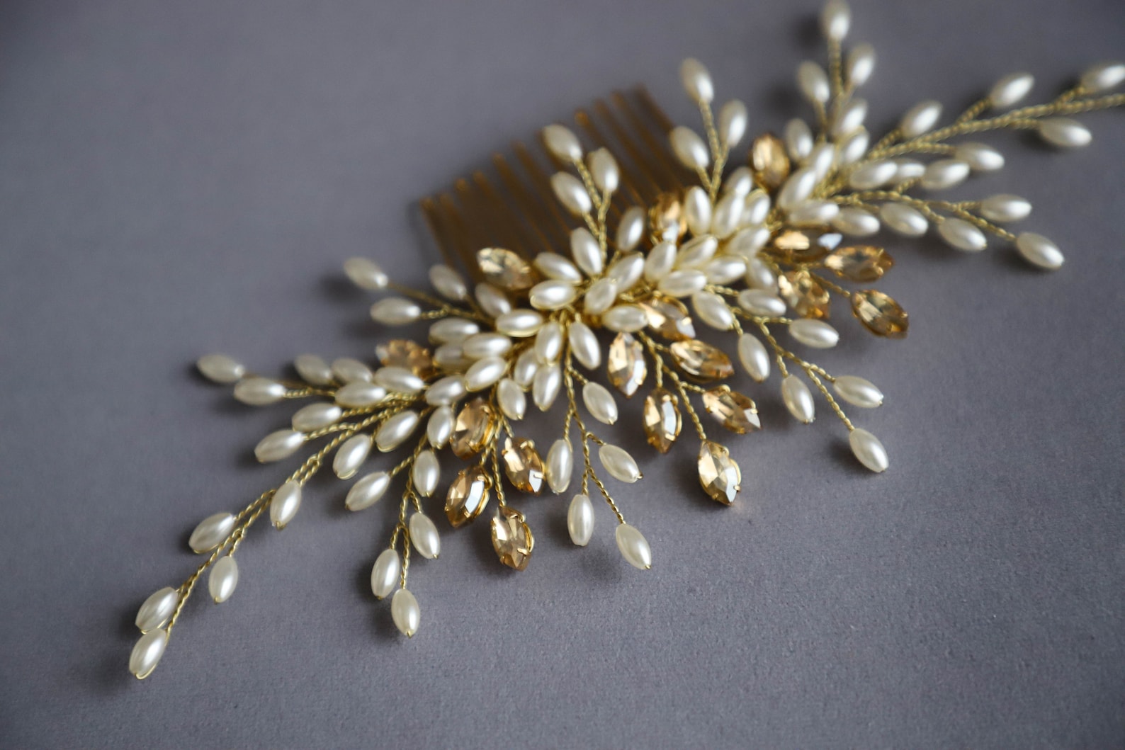 Pearl Hair Comb Wedding Ivory Color Pearl Headpiece Bridal - Etsy