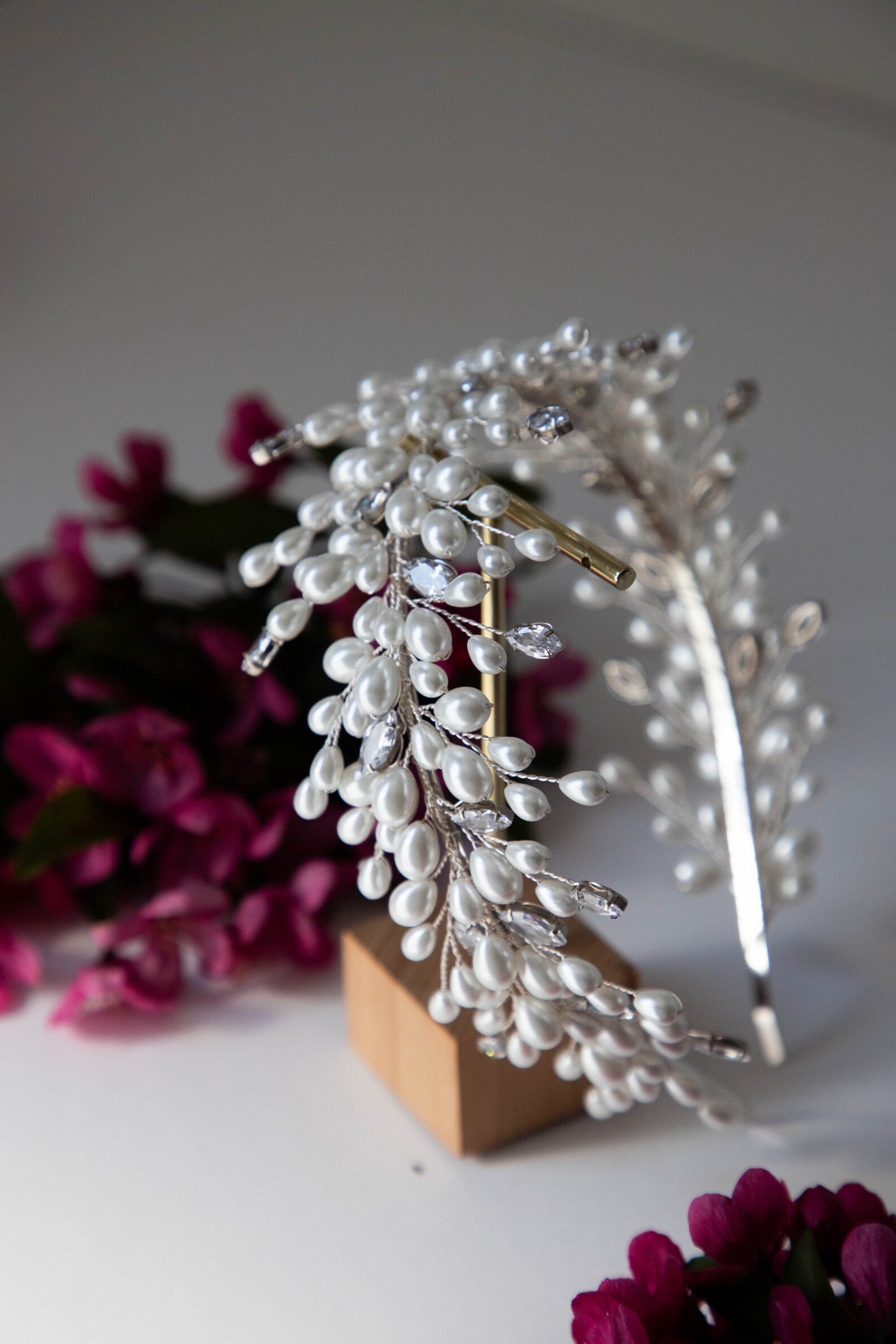 Wedding Pearl Headband White Bridal Headband Wedding Silver - Etsy