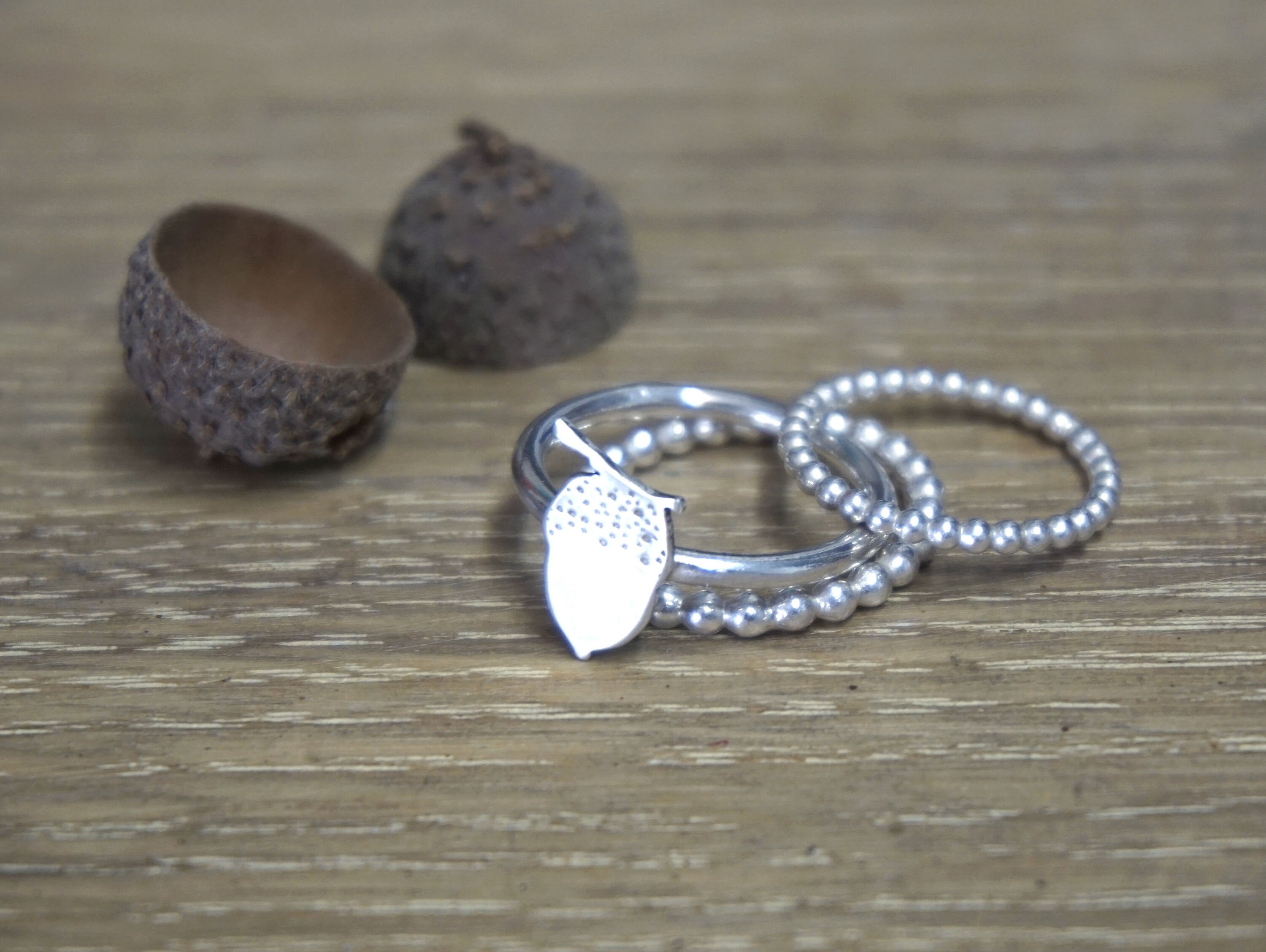 Acorn Ring Silver Stacking Ring Stack-able Sterling Acorn Ring | Etsy