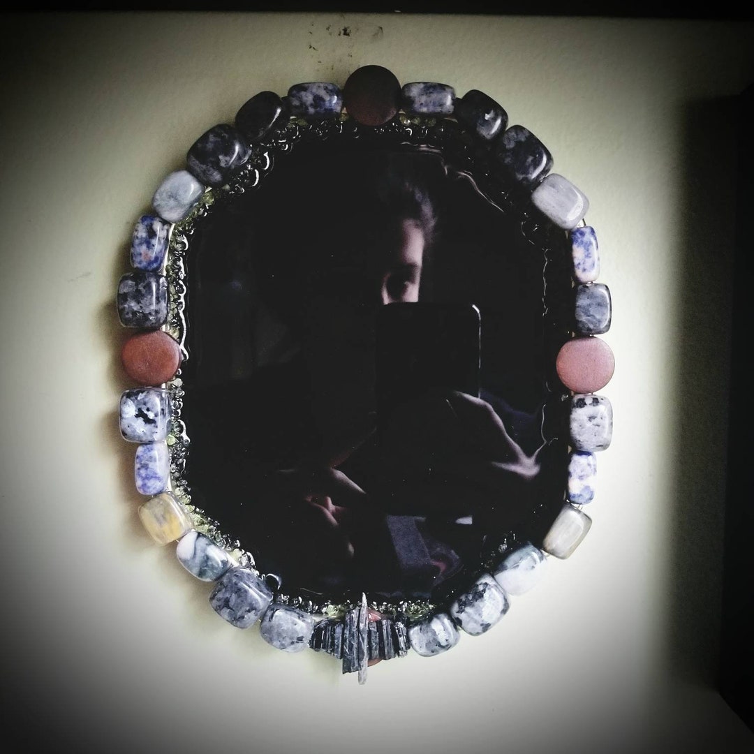 Crystal Scrying Mirror Black Mirror Crystal Framed Mirror Divination ...