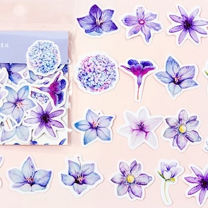 45 Pcs Pastel Purple Flowers Decorative Stickers, Colorful Flower ...