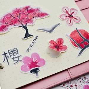 38pcs Pink Japanese Cherry Blossoms Flower Tree Floral Sticker Flakes ...