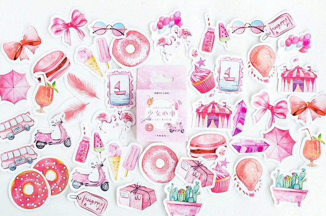 Travel Sticker Pack Journal Diary Girl Pink Watercolor Sticker Pack ...