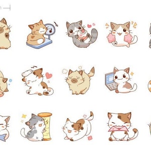 Life of a Busy Cat, 45 Pcs, Sticker Pack, Cute Cat Sticker Set, Funny ...
