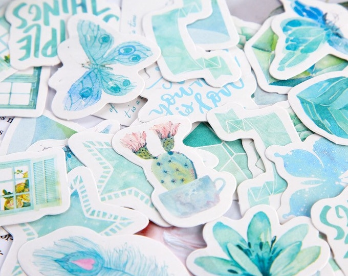 45 Pcs Mint Aesthetic Stickers Tumblr Mini Sticker Pack Feminist ...