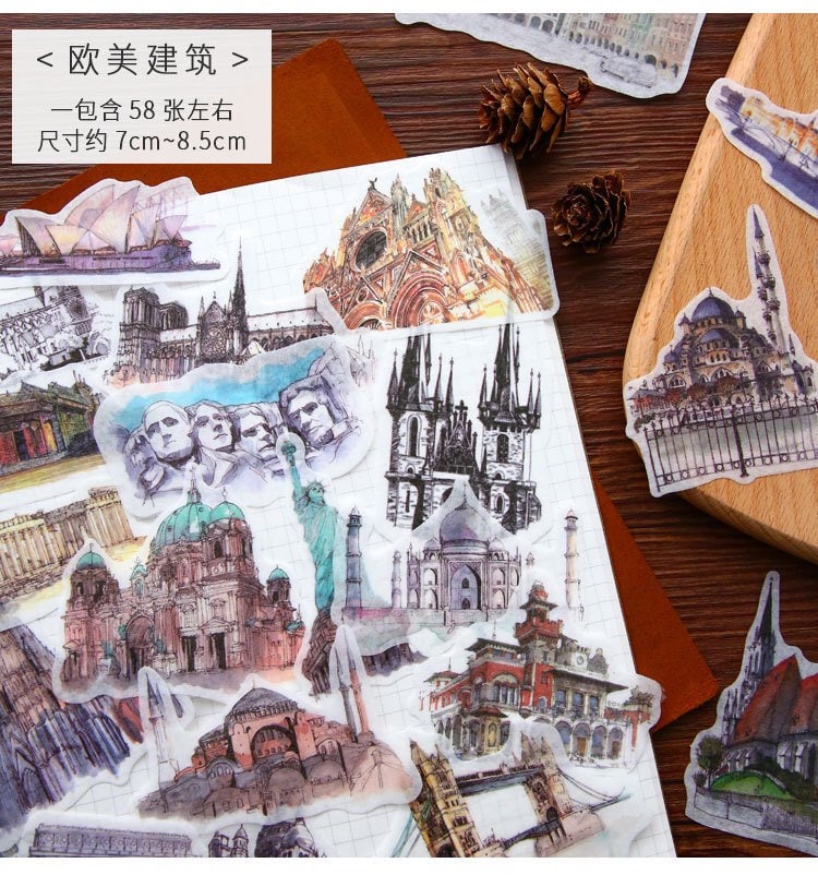 Building Stickers Large Washi Sticker Flakes Sticker Pack - Etsy