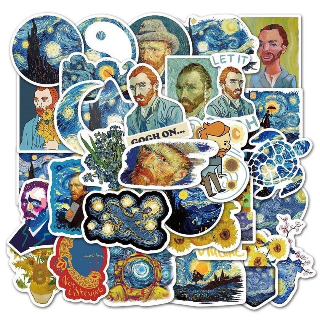 Van Gogh Painting Vinyl Stickers, Famous Artist Decals, Laptop, Water ...