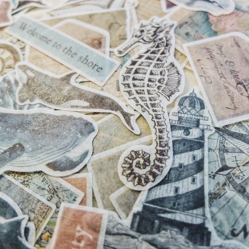 Vintage Washi Deep Sea Sticker Pack Laptop Stickers Cute | Etsy