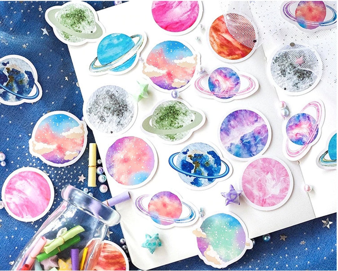 Planet Sticker Space Watercolor Sticker Pack Cute Stickers Planner ...