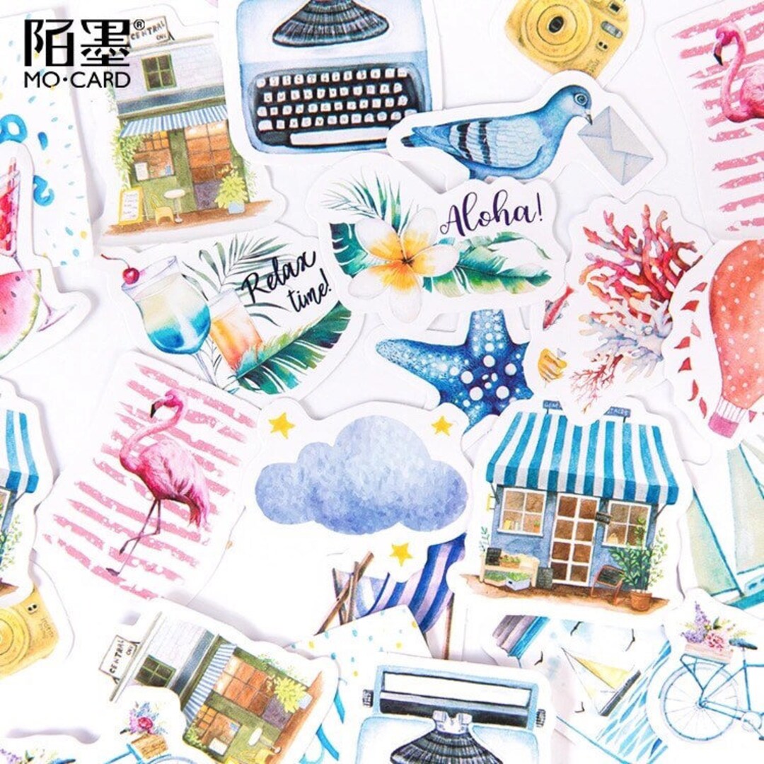 45 Pcs Travel With Me Sticker Pack Cute Watercolor Stickers Planner ...