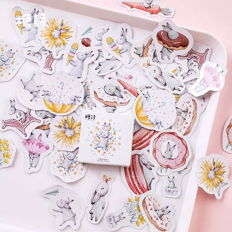 Kawaii Bunny Sticker Pack Stickers Cute Stickers Watercolor - Etsy