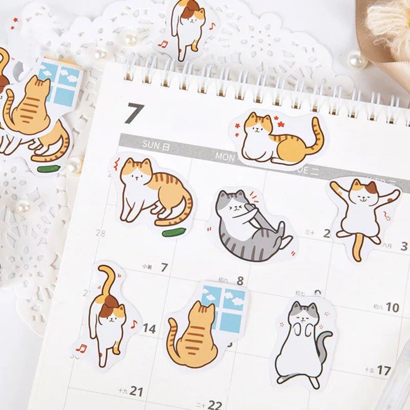 Cat and Dog 45 Pcs Sticker Pack Cute Cat Sticker Set Funny | Etsy