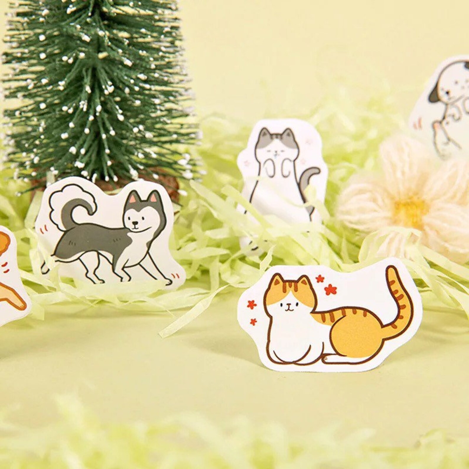Cat and Dog 45 Pcs Sticker Pack Cute Cat Sticker Set Funny | Etsy
