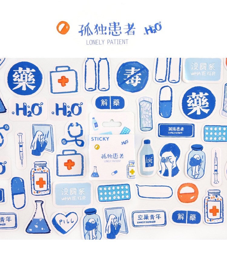 45 Pcs Blue Aesthetic Stickers Tumblr Sticker Pack Feminist - Etsy