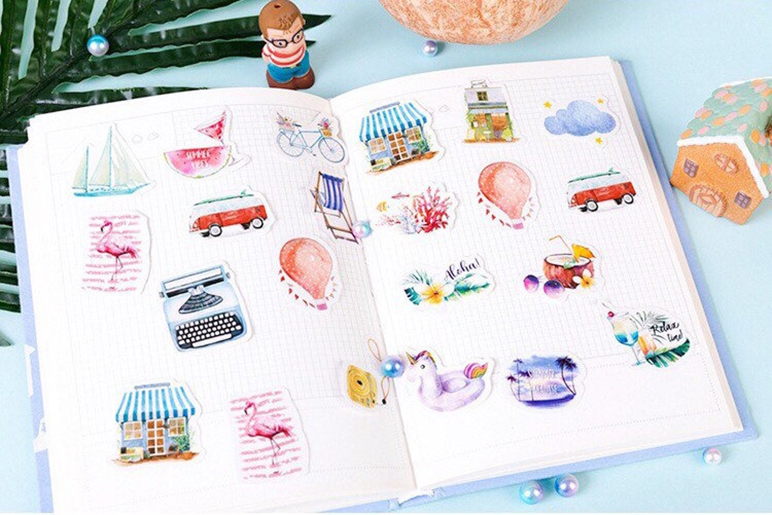 45 Pcs Travel With Me Sticker Pack Cute Watercolor Stickers Planner ...