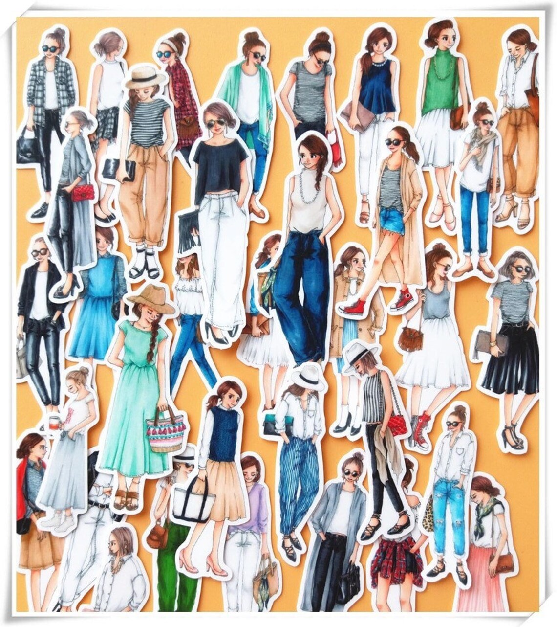 Girl Fashion Stickers: Cute Outfit Planner Stickers, 35pc Pack - Etsy