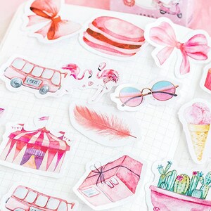 Travel Sticker Pack Journal Diary Girl Pink Watercolor Sticker Pack ...