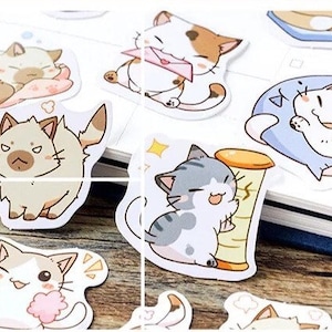 Life of a Busy Cat, 45 Pcs, Sticker Pack, Cute Cat Sticker Set, Funny ...