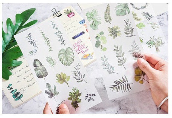 Paper Minimal Green Leaf Foliage Sticker Flakes Stickers etna.com.pe