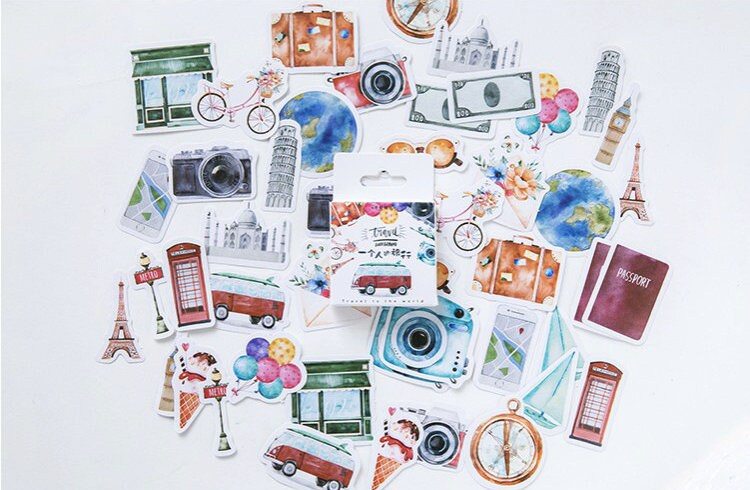 Travel Sticker Pack Cute Watercolor Stickers Planner Vintage - Etsy UK