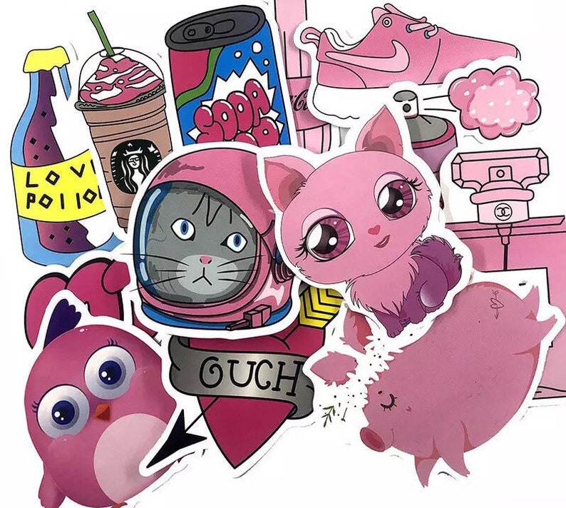 45 pcs pink asthetic sticker laptop stickers feminist girl | Etsy