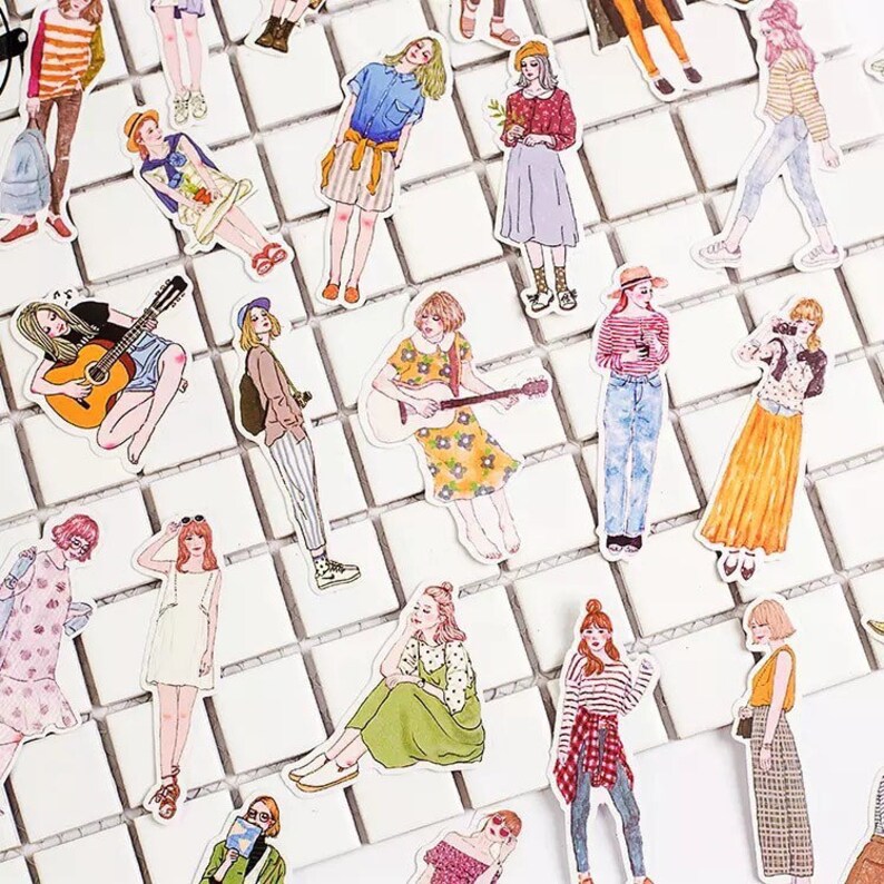 Cute Girl Stickers: 100-piece Watercolor Fashion Stickers Pack - Etsy