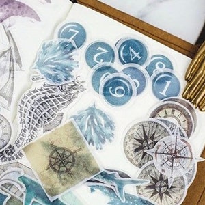 Vintage Washi Deep Sea Sticker Pack Laptop Stickers Cute | Etsy