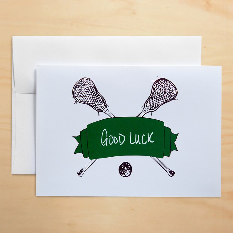 BLUE, GREEN, or RED Lacrosse Good Luck Greeting Card - Etsy