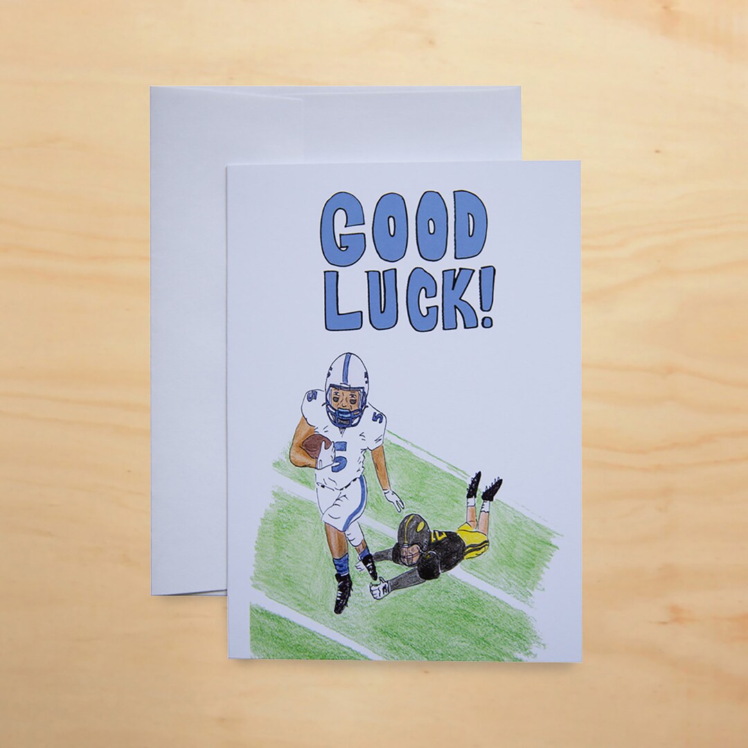 Good Luck! Football Greeting Card - Etsy
