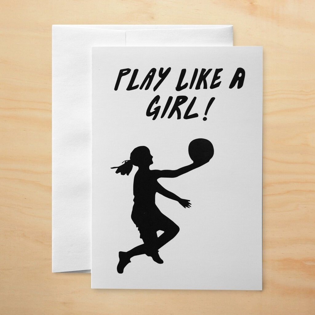 PLAY LIKE A GIRL Basketball Silhouette Greeting Card Women's Basketball ...