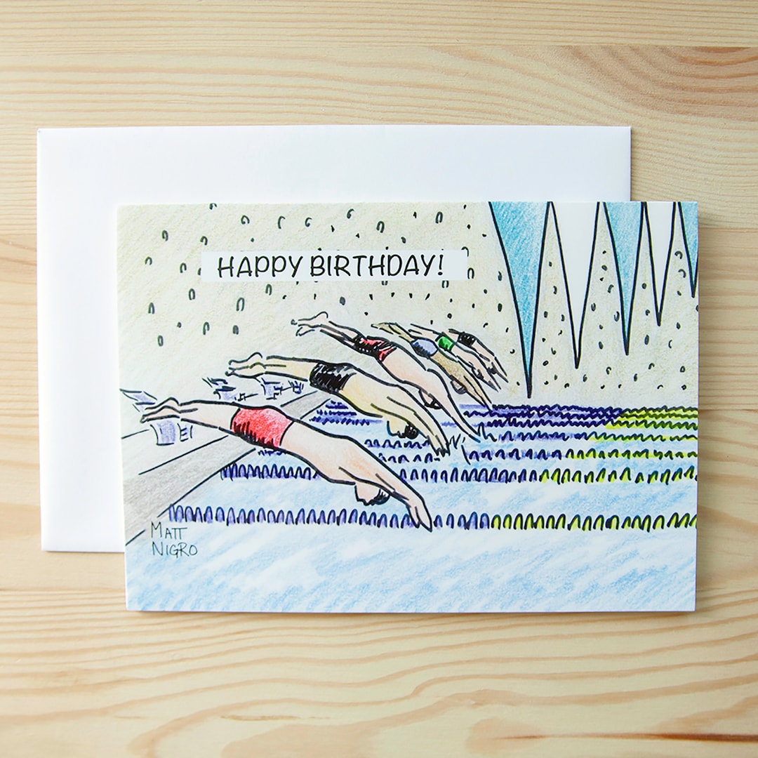 Swimming Competition Mens Swim - Boys Swim - Greeting Cards - Choose ...