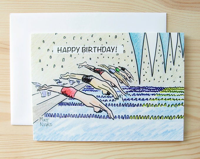 Swimming Competition Mens Swim - Boys Swim - Greeting Cards - Choose ...